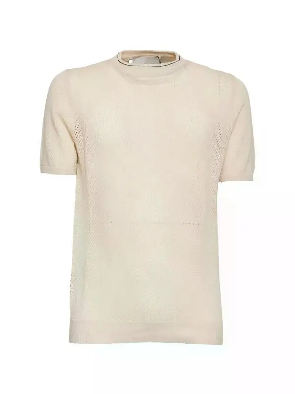AMARANTO Round-neck Openwork T-shirt - Neutrals
