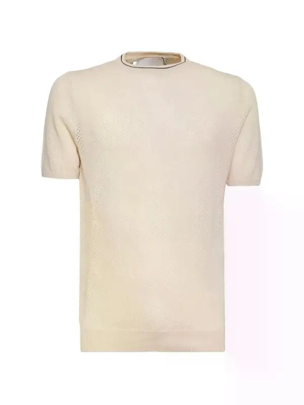 AMARANTO Round-neck Openwork T-shirt - Neutrals