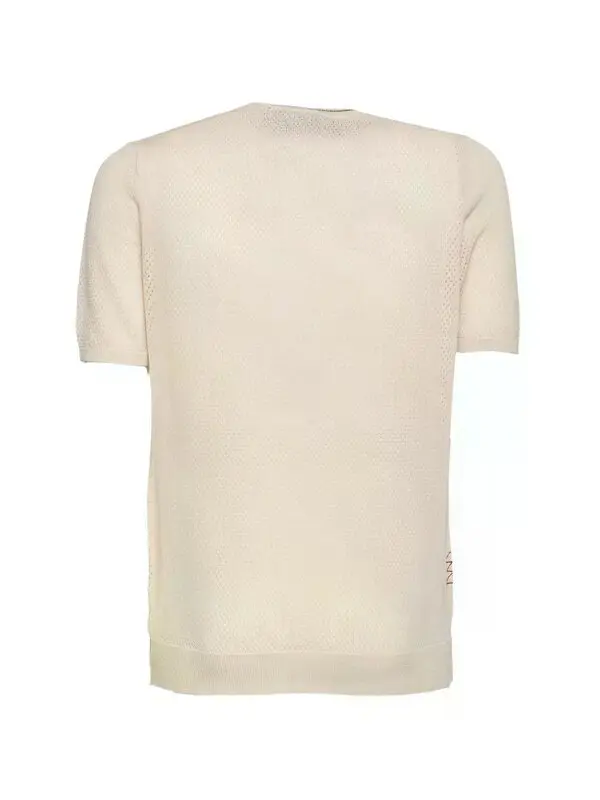 AMARANTO Round-neck Openwork T-shirt - Neutrals