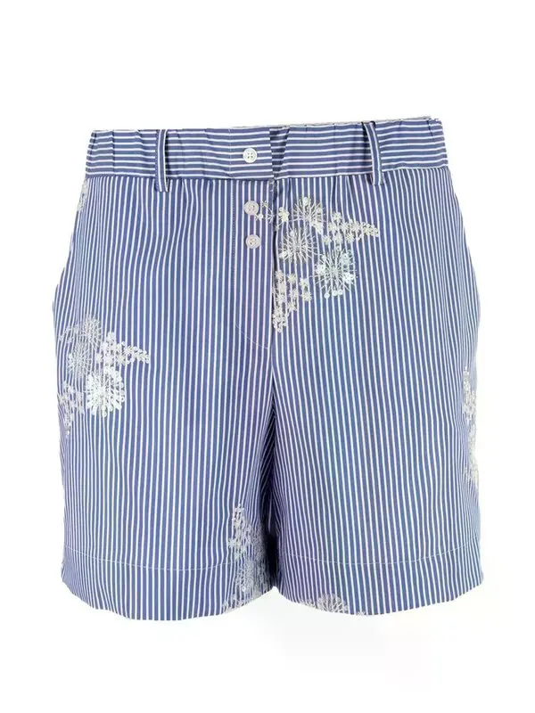 POST SCRIPTUM Striped Floral Embellished Shorts - Blue