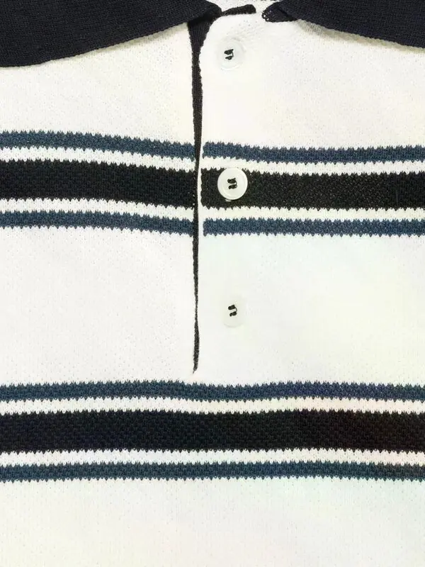 DUNST Striped Short-sleeve Polo Shirt - Neutrals