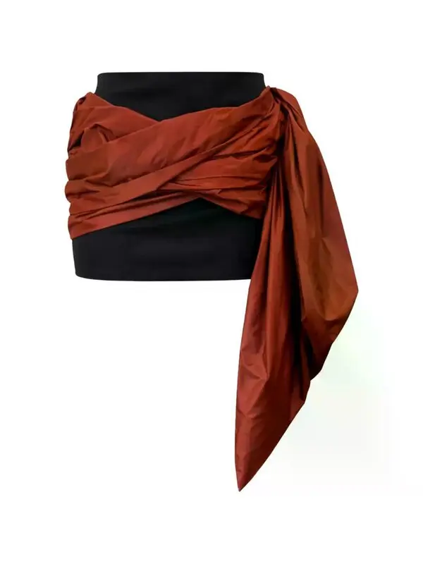 Burc Akyol Taffeta Draped Mini Skirt - Orange