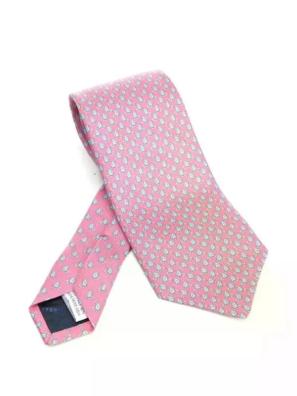FERRAGAMO Patterned Silk Neck Tie - Pink