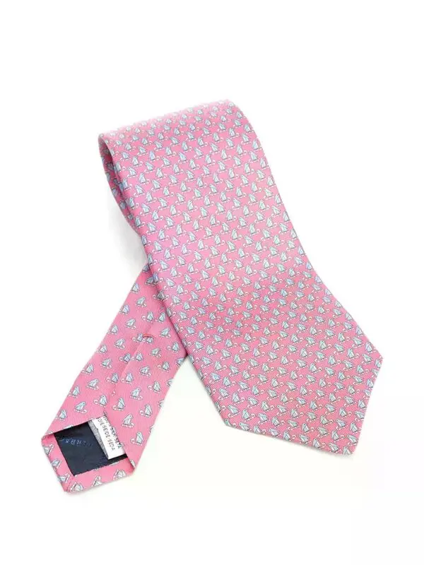 FERRAGAMO Patterned Silk Neck Tie - Pink