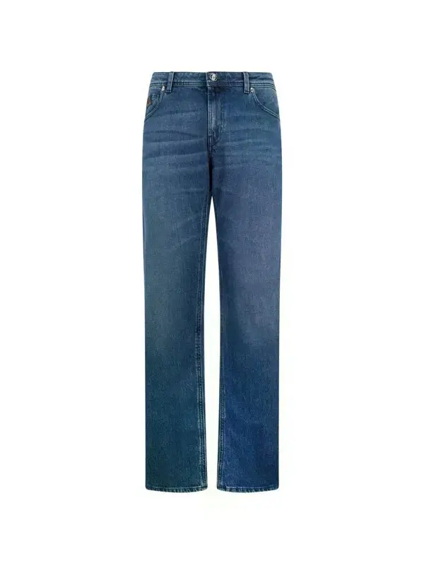 BILLIONAIRE Straight Jeans With Leather Details - Blue