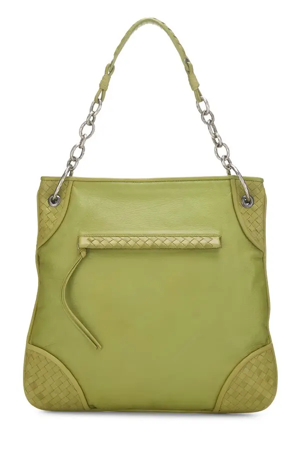 Bottega Veneta Intrecciato Leather Shoulder Bag - Green