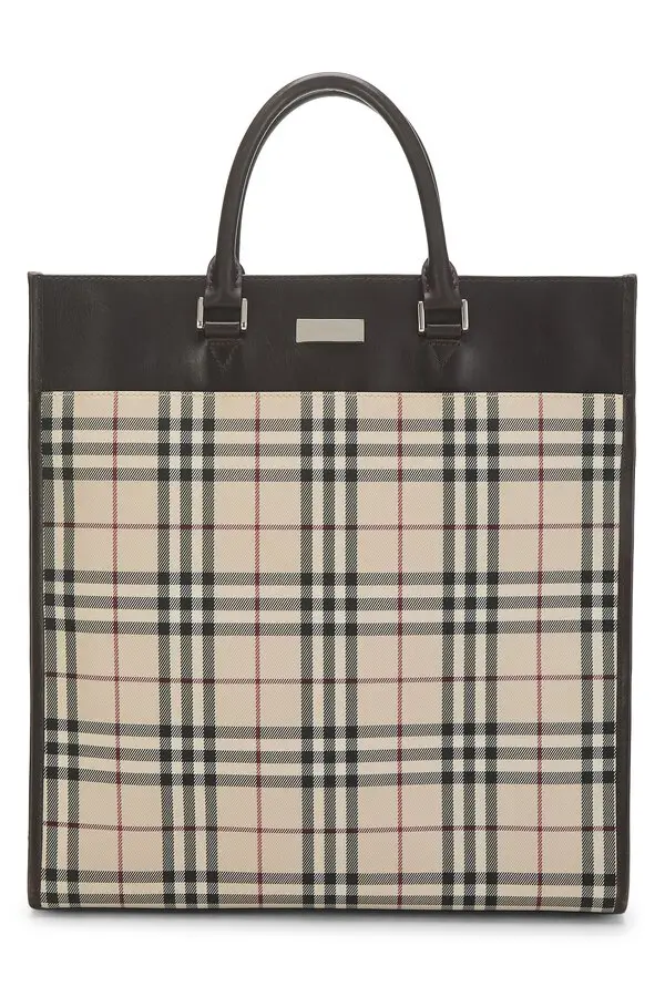 Burberry House Check Vertical Tote - Brown