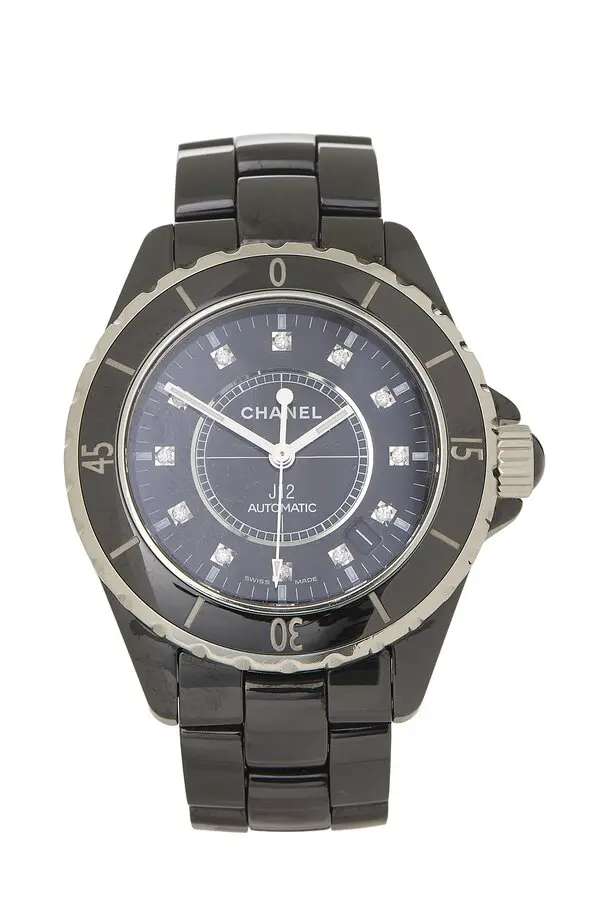 Chanel Ceramic Diamond Dial J12 Watch - Black