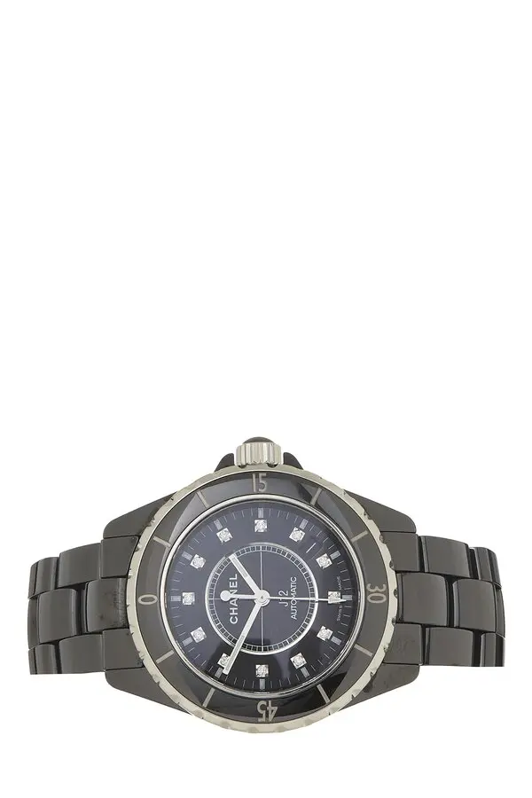 Chanel Ceramic J12 Diamond Watch - Black