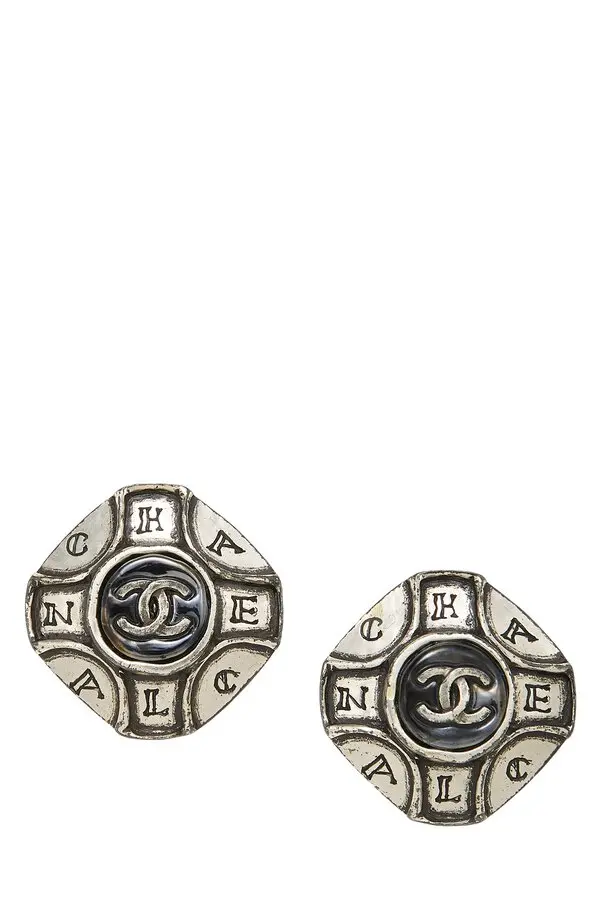 Chanel Cc' Logo Earrings - Silver