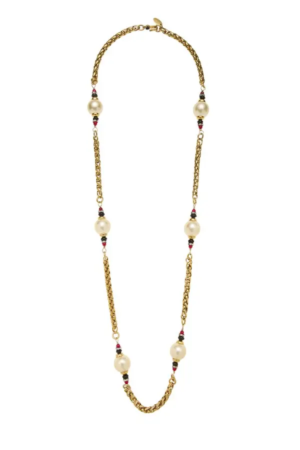 Chanel Gripoix Faux Pearl Necklace - Gold