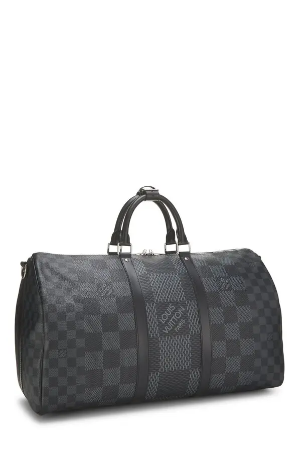 LOUIS VUITTON Damier Graphite 3d Keepall Bandouliere 50 - Black