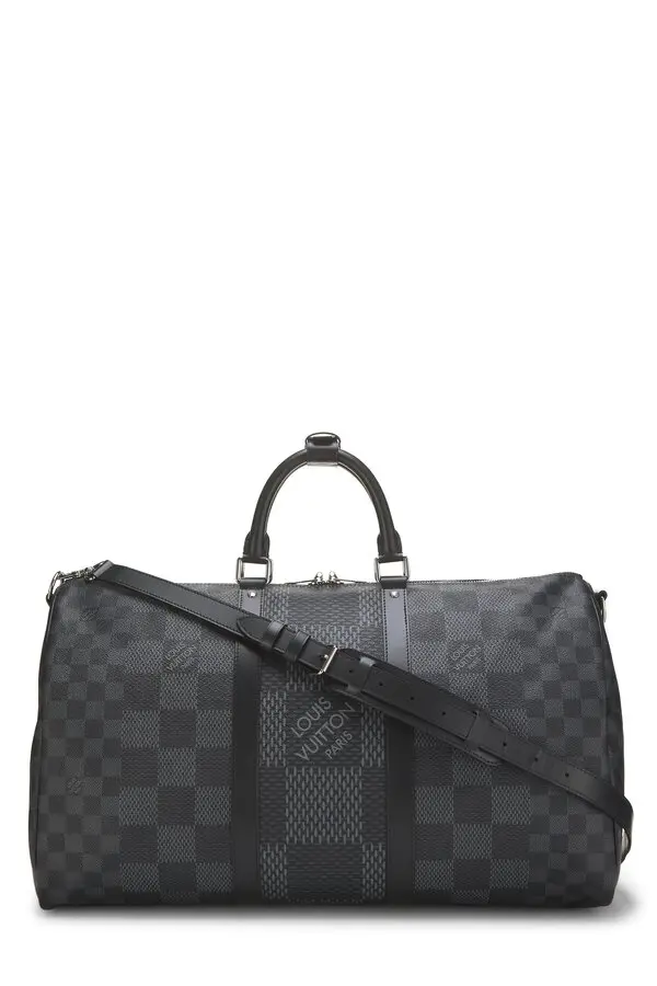 LOUIS VUITTON Damier Graphite 3d Keepall Bandouliere 50 - Black