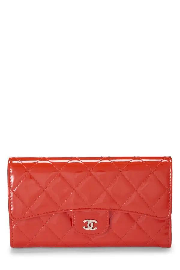 Chanel Patent Classic Flap Wallet - Red