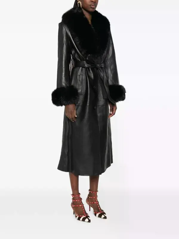 SELF-PORTRAIT Faux-fur-collared Belted Coat