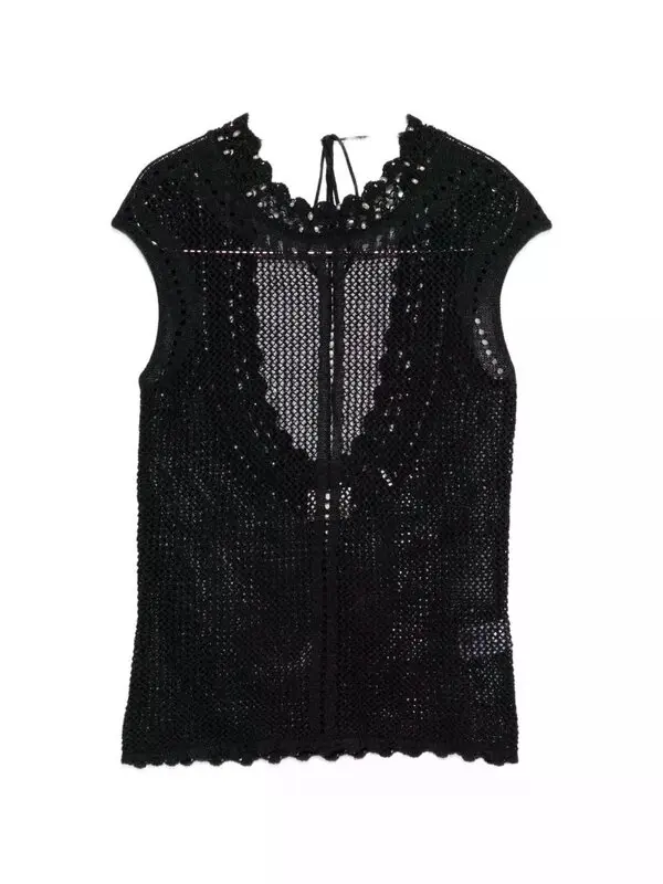 Isabel Marant Scalloped Openwork Top - Black