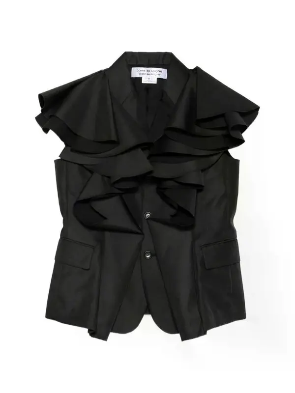 Comme Des Garçons Ruffled Button Coat - Black