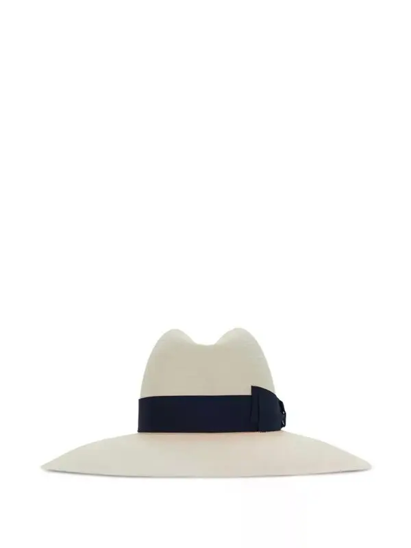 Borsalino Panama Hat With Bow Detail - Neutrals