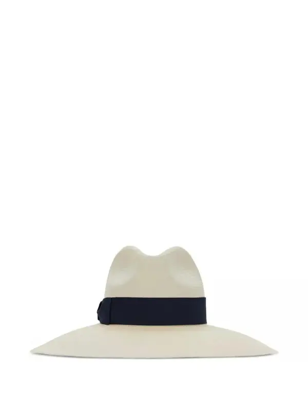 Borsalino Panama Hat With Bow Detail - Neutrals