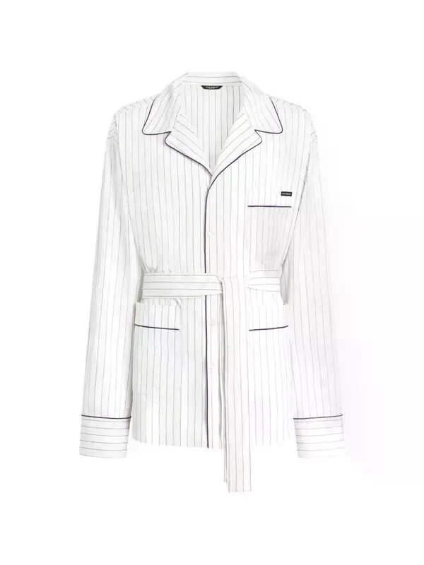 Dolce & Gabbana Striped Poplin Vanity Robes - White