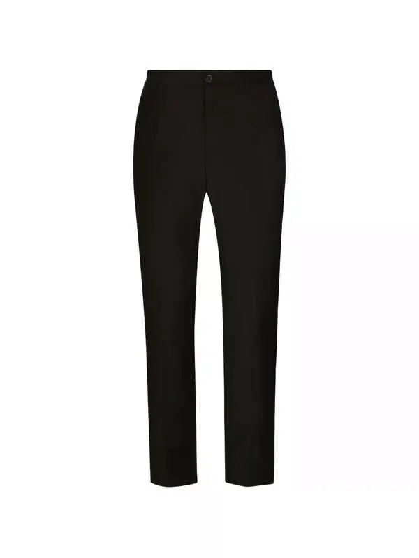 Dolce & Gabbana Stretch Cotton Pants With Dg Embroidery - Black