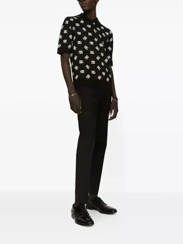 Dolce & Gabbana Stretch Cotton Pants With Dg Embroidery