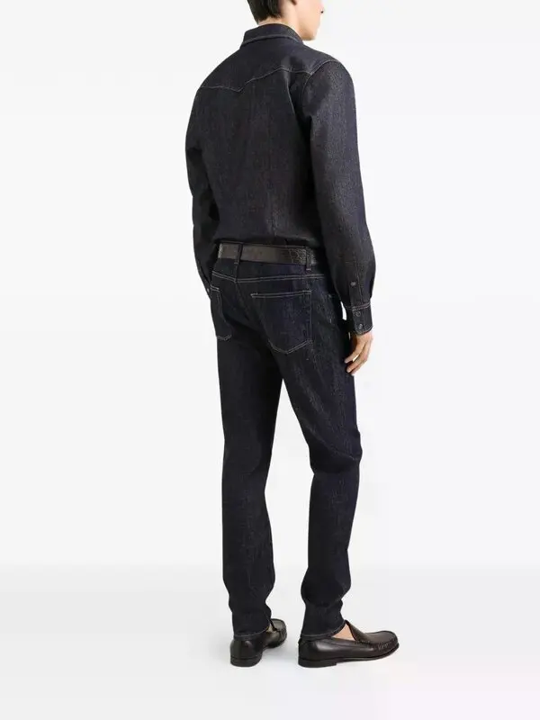 Dolce & Gabbana Slim-fit Stretch Cotton Jeans With Patch - Blue