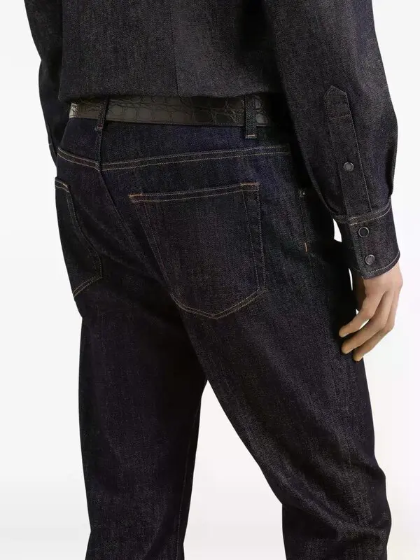 Dolce & Gabbana Slim-fit Stretch Cotton Jeans With Patch - Blue