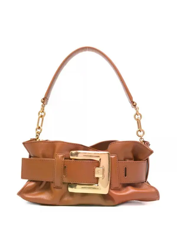 Balmain Buckle-chain Leather Tote - Brown