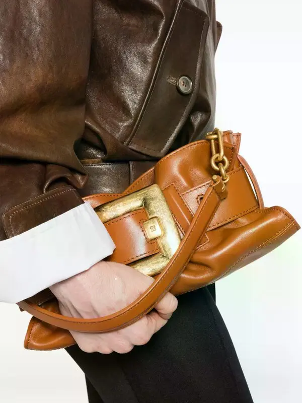Balmain Buckle-chain Leather Tote