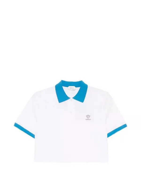 Versace Cropped Trimmed Polo Shirt - White