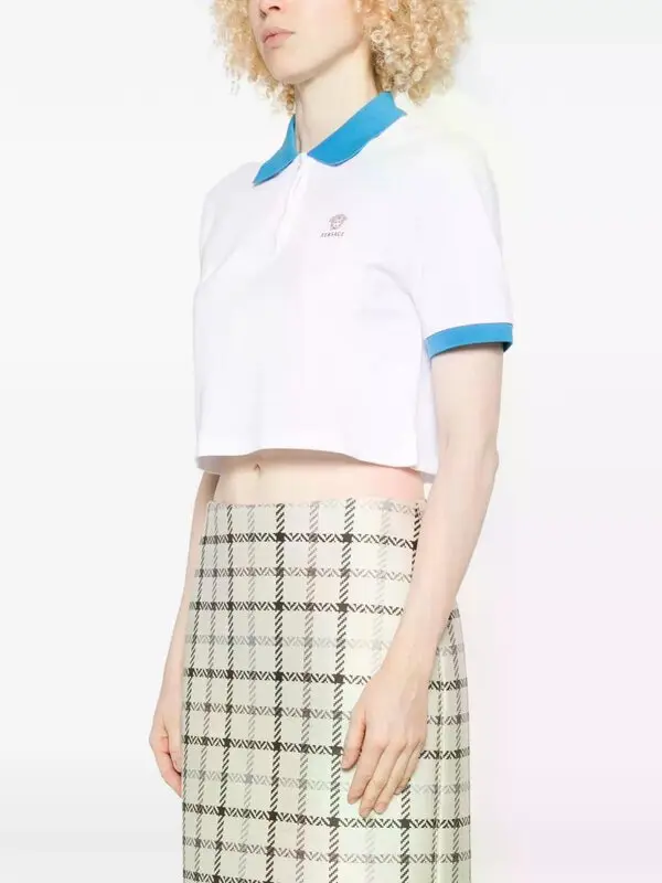 Versace Cropped Trimmed Polo Shirt