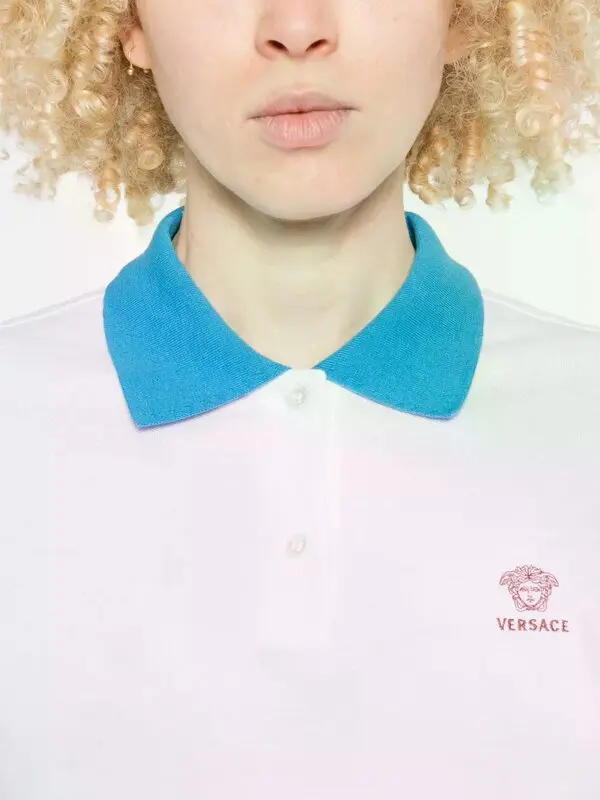 Versace Cropped Trimmed Polo Shirt
