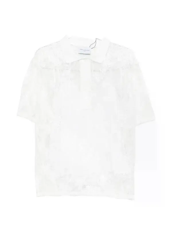 ISABELLE BLANCHE Floral-motif Polo Top - White