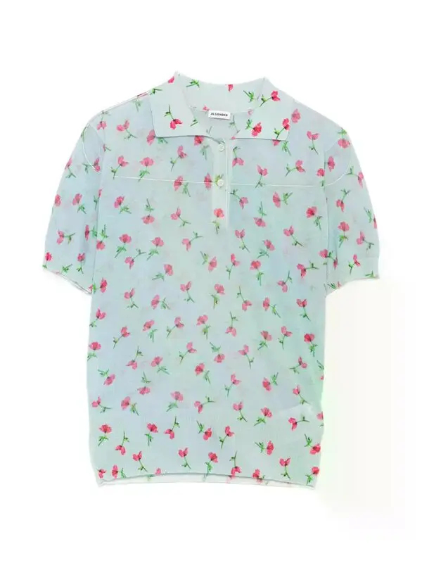 JIL SANDER Floral Polo Top - Blue