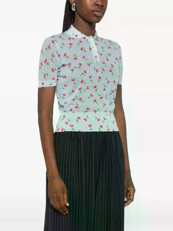 JIL SANDER Floral Polo Top - Blue