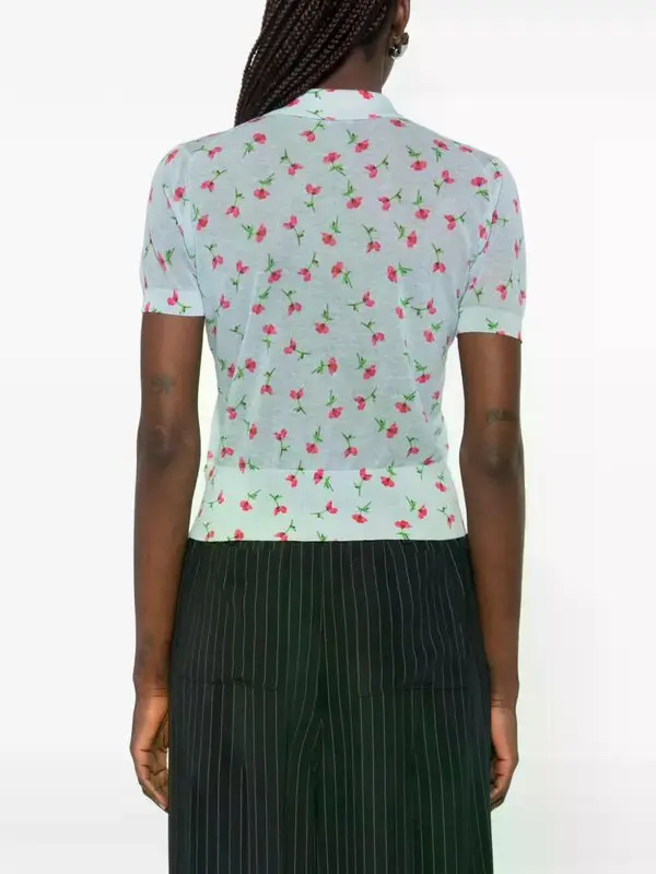 JIL SANDER Floral Polo Top - Blue