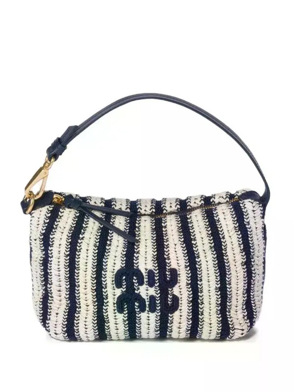 Miu Miu Crochet And Leather Pouch - Blue