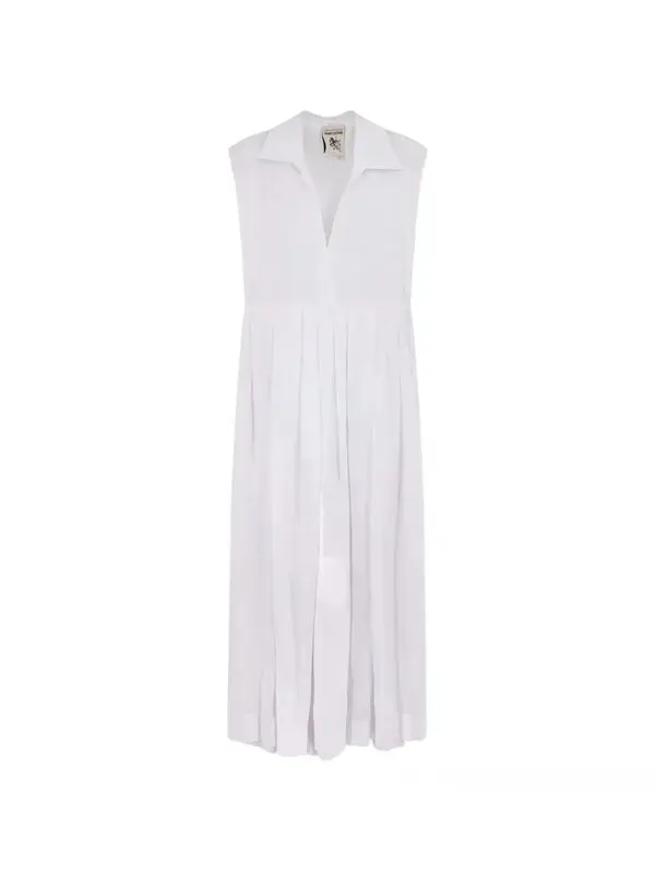 SEMICOUTURE Collared Pleated Dress - White