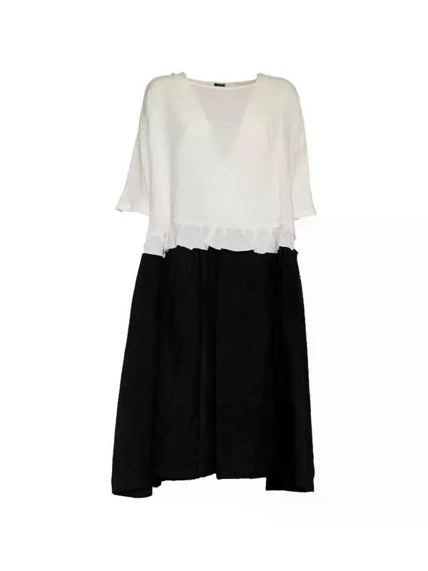 Apuntob Short-sleeve Ruffled Linen Dress - Black