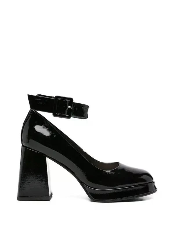 ADRIANNA FERETTI Patent Leather Block Heel Pumps
