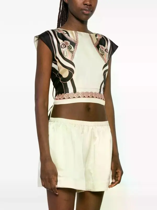 La DoubleJ Graphic-print Cropped Top