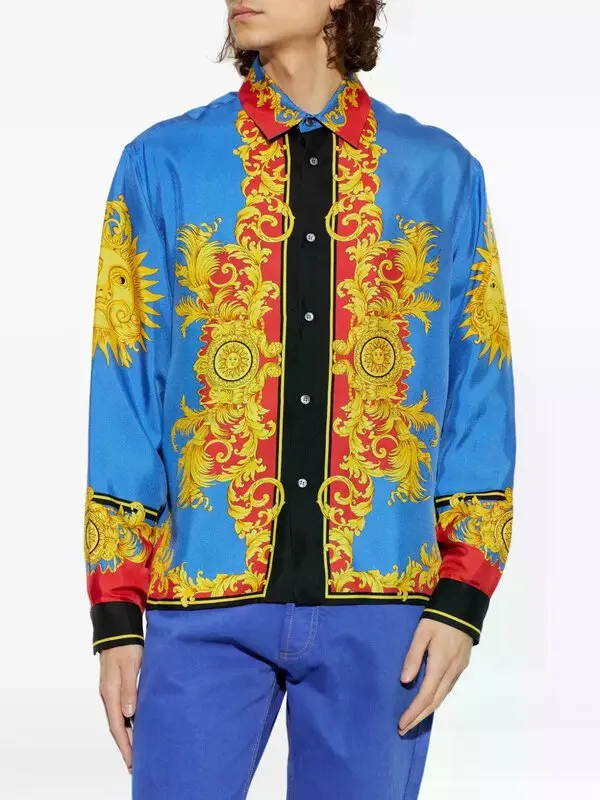 Versace Sun-print Silk Shirt