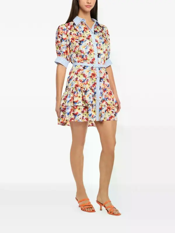 Cinq À Sept Floral Striped Shirt Dress