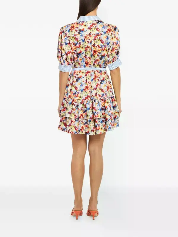 Cinq À Sept Floral Striped Shirt Dress