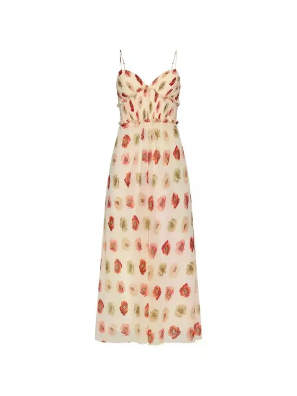 Cinq À Sept Floral Ruffled Midi Dress - Neutrals