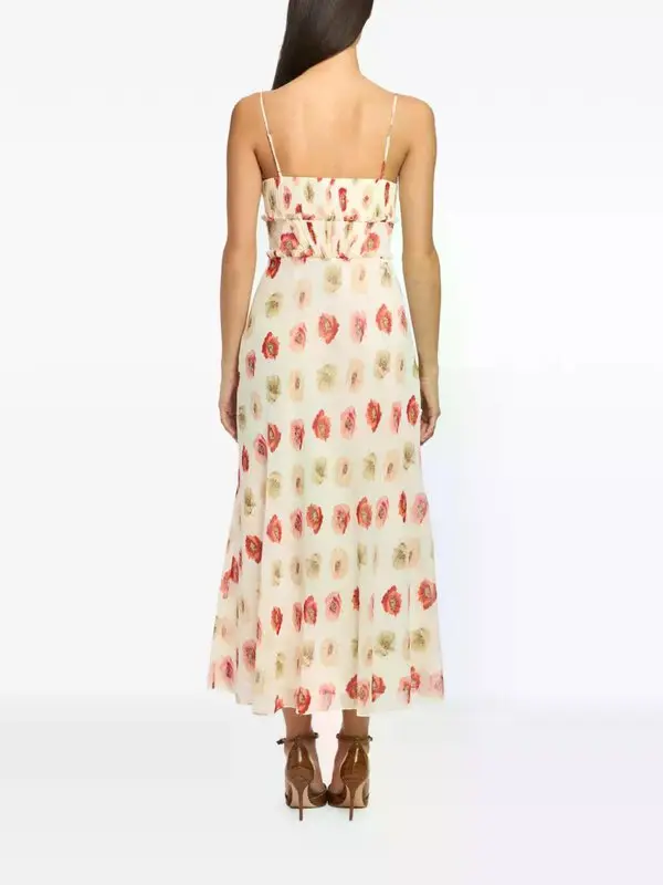Cinq À Sept Floral Print Ruffled Midi Dress