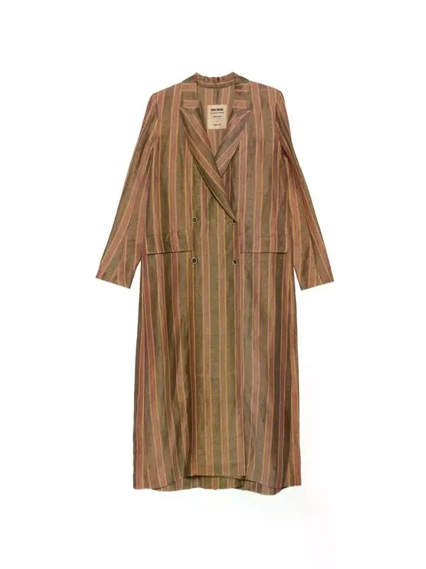 UMA WANG Camelot Striped Double-breasted Coat