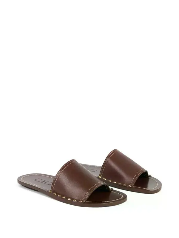 TOTEME Studded Leather Slides - Brown
