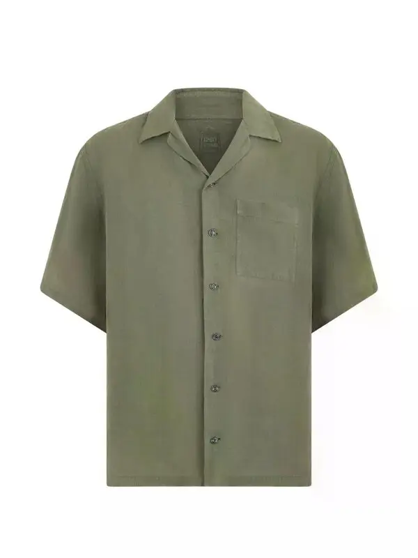 120% Lino Short-sleeved Linen Shirt - Green